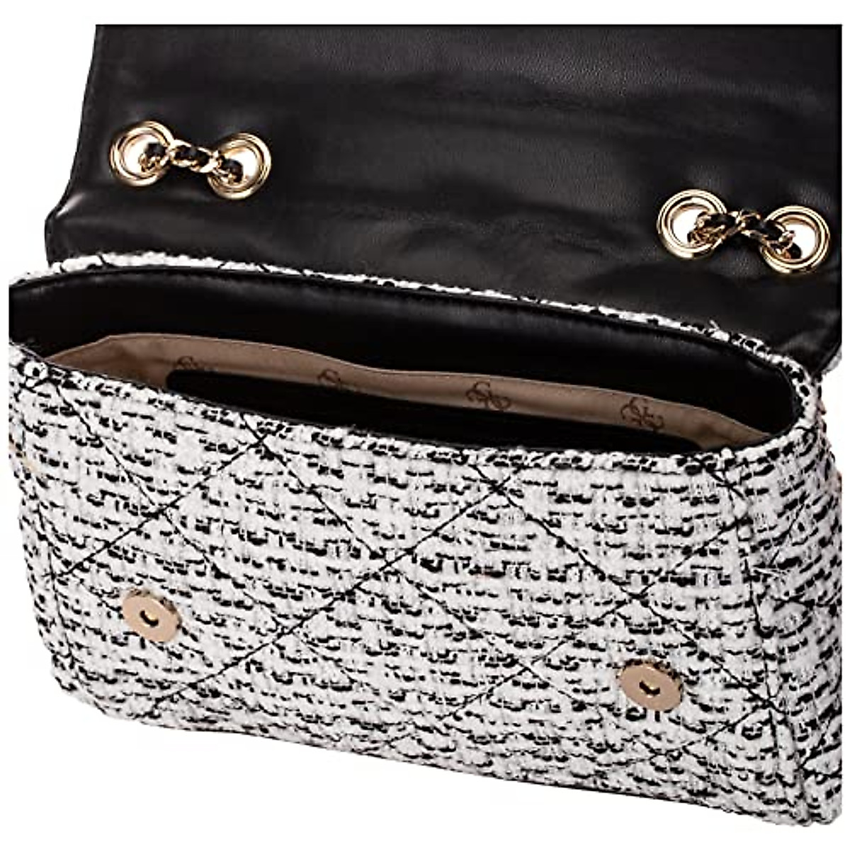 GUESS Cessily Convertible Crossbody Flap Black/White One Size