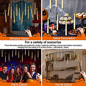12 Home Decoration Floating Candles with Magic Wand Remote, Flameless Taper Ccandles Warm Light Flickering,Witch Wizard Hanging Candles Lights for Harry Potter Gift Birthday Party Home Room Decor