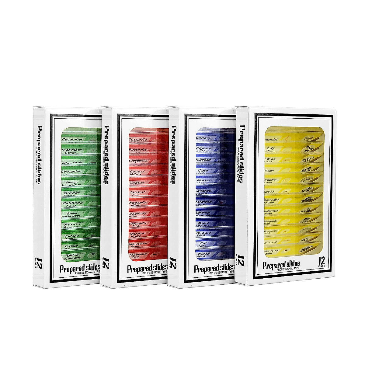 Microscope Sample Prepared Slides 48pc Kids Plastic Prepared Microscope Slides of Animals Insects Plants Flowers Sample Specimens for Stereo Kids Science Toy Educational Toy