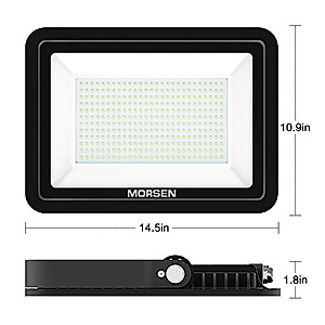 MORSEN 300W LED Flood Light, 30000lm Super Bright Security Lights, UL Certificated Plug, IP66 Waterproof Outdoor Flood Light, 5000K Daylight White Floodlight for Yard, Garden, Garages