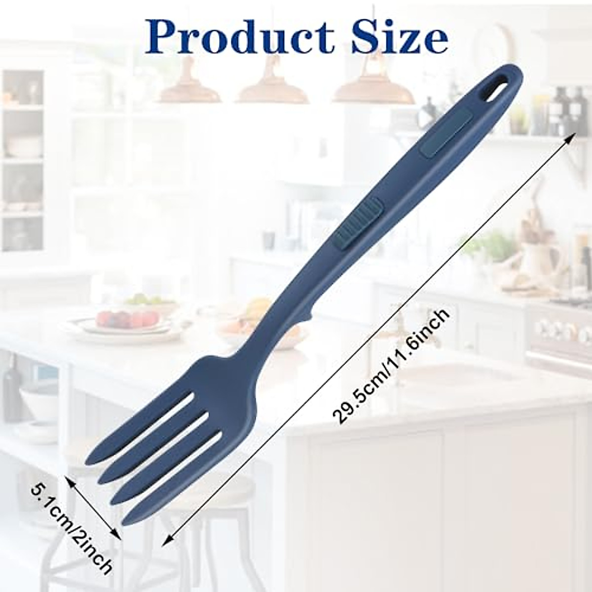 GEEHUA 11 Inch Silicone Flexible Fork, Heat Resistant Cooking Fork Nonstick Blending Fork Dishwasher Safe Kitchen Fork for Cooking Utensil for Kitchen Stir Mix Mash(Blue)