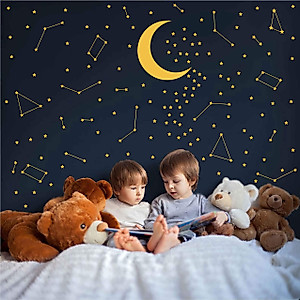 DXLING 190 Gold Star Constellation Wall Decal Kids Bedroom Removable Decoration Outer Space Nursery Sticekrs Zodiac Astronomy Art Mural Decor ZB162 (Gold)