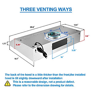 SNDOAS Range Hood 30 Inch Under Cabinet,Ductless Range Hoods with Touch Control,3-Venting Kitchen hood,Stainless Steel Vent Hood,Under Cabinet Range Hood 30 inch,Hood Vents for Kitchen 3 Speeds