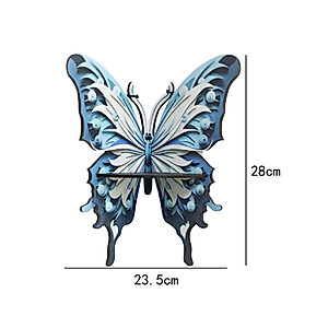 Leefasy Butterfly Corner Shelf Storage Rack Wall Shelf Aesthetic Display Shelf Wood Floating Shelf for Living Room, Style A