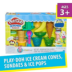 Play-Doh Kitchen Creations Ice Cream Party Play Food Set with 6 Play-Doh Colors, 2-Ounce Cans (Amazon Exclusive)