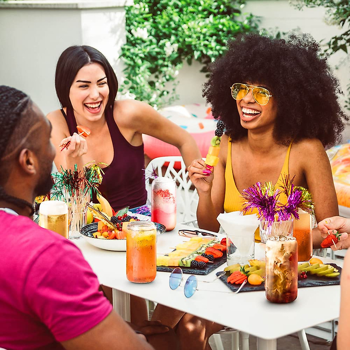 Combler Beer Can Glass Set of 4, 16 oz Can Shaped Glass Cups, Iced Coffee Cup, Iced Coffee Glasses, Drinking Glasses, Beer Glasses, Glass Tumbler for Smoothie, Whiskey, Cocktail, Soda, Boba Tea, Gift