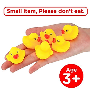 SAVITA 50pcs Rubber Ducky Bath Toy for Kids, Float and Squeak Mini Small Yellow Ducks Bathtub Toys for Shower/Birthday/Party Supplies（3.5×3.5×3cm/1.4×1.4×1.2inch）