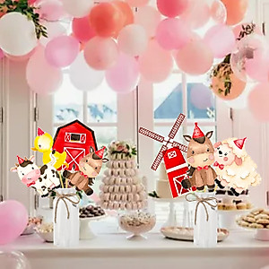 32pcs Farm Animal Centerpiece Sticks Farm Birthday Party Centerpiece Decorations Farm Theme Table Toppers for Barnyard Birthday Barn Party Baby Shower Supplies