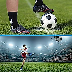 Jspupifip 4 Pair Grip Socks, Soccer Grip Socks Men Speed Ankle Anti Slip Football Sock for Women Girls Boys Youth Teen Kids(Black)