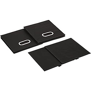 Household Essentials 34-1 Decorative Storage Cube Set with Removable Lids | Black | 2-Pack