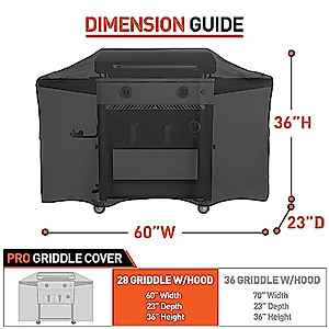 Arcedo Griddle Cover for Blackstone 28 Inch ProSeries, 60 inch Grill Cover for Griddle Cooking Station with Hood, Weather Resistant Outdoor Heavy Duty Waterproof Flat Top Gas Grill Cover, Black