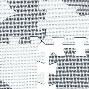 Yostrong® 18 Tiles Interlocking Animal Puzzle Foam Baby Play Mat for Playing - Rubber EVA Babies Crawling Mats for Floor. White, Light Gray. YOP-51(AL0) b18N