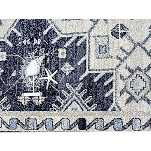 Abani 7'9" x 10'2" (8x10) Geometric Navy Blue & Cream Bedroom Rug Rugs Contemporary Style Non-Shedding Classic Area Rug