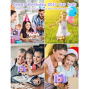 Miiulodi Camera for Kids Digital Selfie Camera Christmas Birthday Gifts for 3-12 Year Old Girls,Portable 1080P Children Video Toddler Camera Recorder Toys for 3 4 5 6 7 8 9 Years Old Girls with 32GB