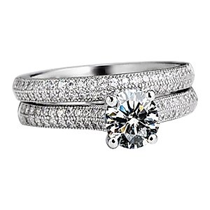 Stainless Steel Ring Sets Fashion Diamond Ring Set for Women Engagement Ring Jewelry Gifts (Silver, 7)