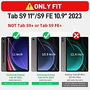 HXCASEAC Case for Galaxy Tab S9 / S9 FE 5G Case, Protective with Screen Protector/Hand Strap/S Pen Holder, Heavy Duty Shockproof for Samsung Galaxy S9 FE Tablet Case 10.9 inch / 11 inch - Black