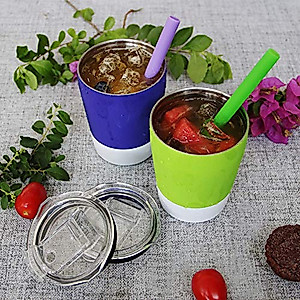 Housavvy 8oz Kids & Toddlers Reusable Silicone Drinking Straws 12 Pack with Cleaning Brush (Smoothie Straws for Housavvy 8oz Kids Cups)