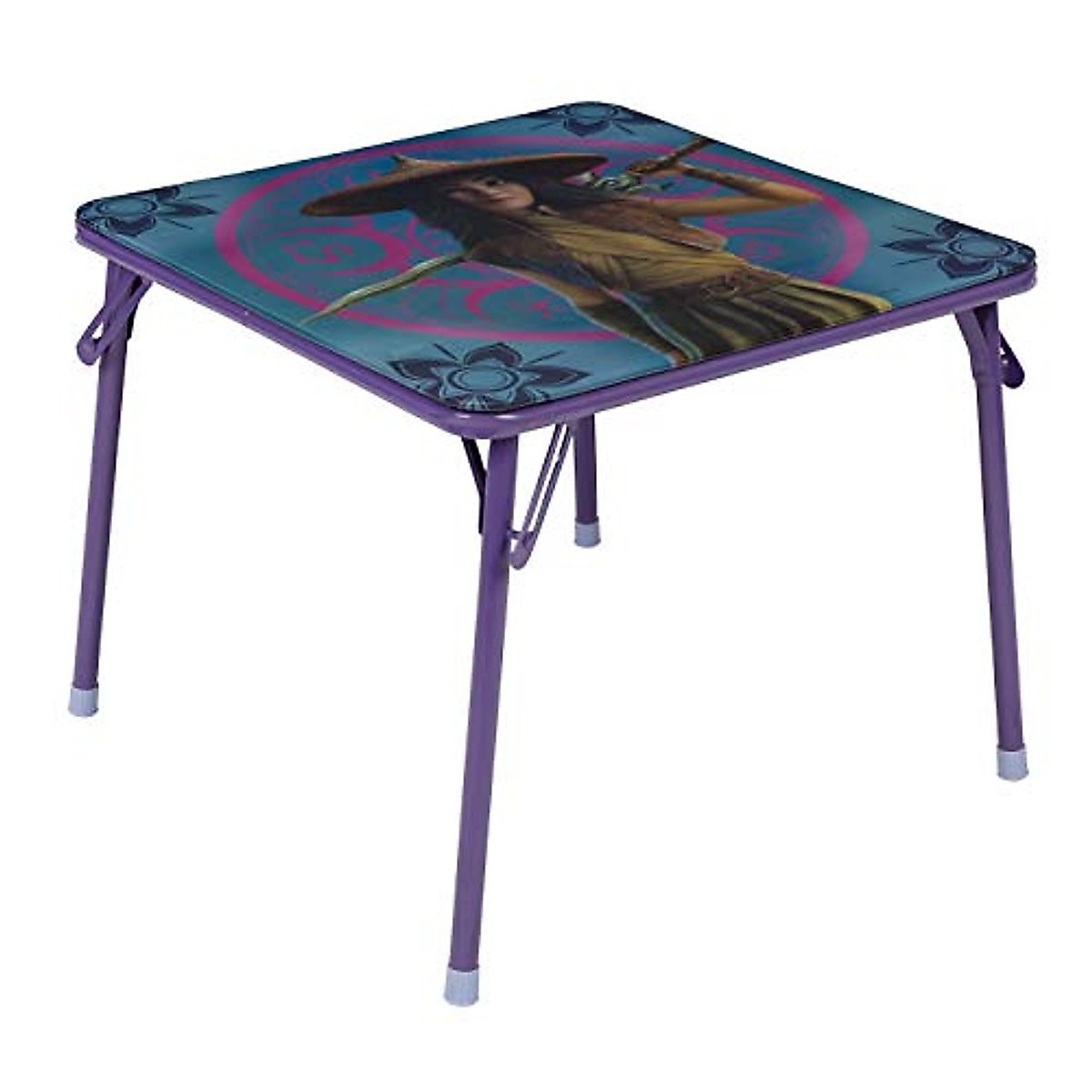 Disney Raya Table & Chair Set – Folding Kids Furniture Table & Chair – Includes Toddler Chair with Non-Skid Rubber Feet & Padded Seat – Sturdy Metal Construction – for Ages 24M+