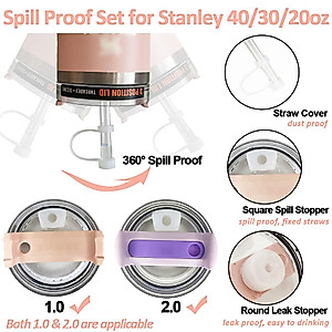 Asaleilipa Stanley Cup Accessories Set Including 3Pcs Cloud Straw Cover for 10MM Straws, 9Pcs Silicone Spill Proof Stopper, 3 Replacement Reusable Straws with Cleaner Brush for Stanley 40oz/30oz