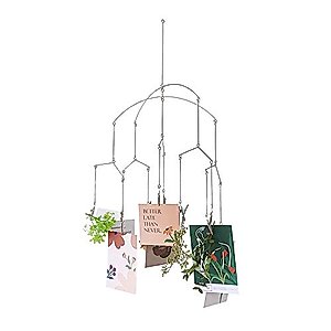 Yeyo Floating Hanging Clip Photo Display Mobile Decor, Metal Vertical Photo Hanging Display Clips Fan for Hanging Pictures Notes Memo Artworks Collage Kids Bedroom Decor (Style 1), Silver ,(PD-01)