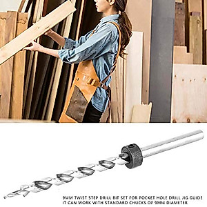 9mm Round Shank Twist Step Drill Bit Set for Pocket Hole Drill Jig Guide Kit Multi-Purpose Drill Bits with Wrench