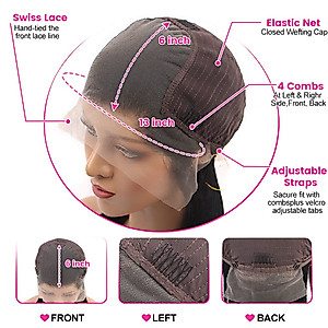 CUTE BEIN 210% Density 13x6 30 Inch HD Lace Front Wigs Human Hair Pre Plucked Glueless Straight Human Hair Wigs for Black Women Brazilian Lace Frontal Wigs with Baby Hair Free Part