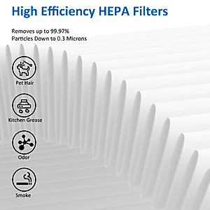 MK06 MK01 True HEPA Replacement Filter Compatible with AROEVE MK01 MK06 and Kloudi DH-JH01 Air Purifier, Standard Version, 3 Pack