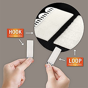 32-Pairs(64 Strips) Medium Picture Hanging Strips Heavy Duty, Hook and Loop Tape, Picture Hanger Damage Free, Water-Resistant Adhesive Strips for Frame Hanging and Christmas Decorations