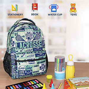 Lacrosse Backpack for Boys Girls, Elementary Middle High School Bookbags for Teen Kids, Travel Laptop Backpack for College Students Women Men Durable Lightweight School Bags, 17 Inch Large Back Packs