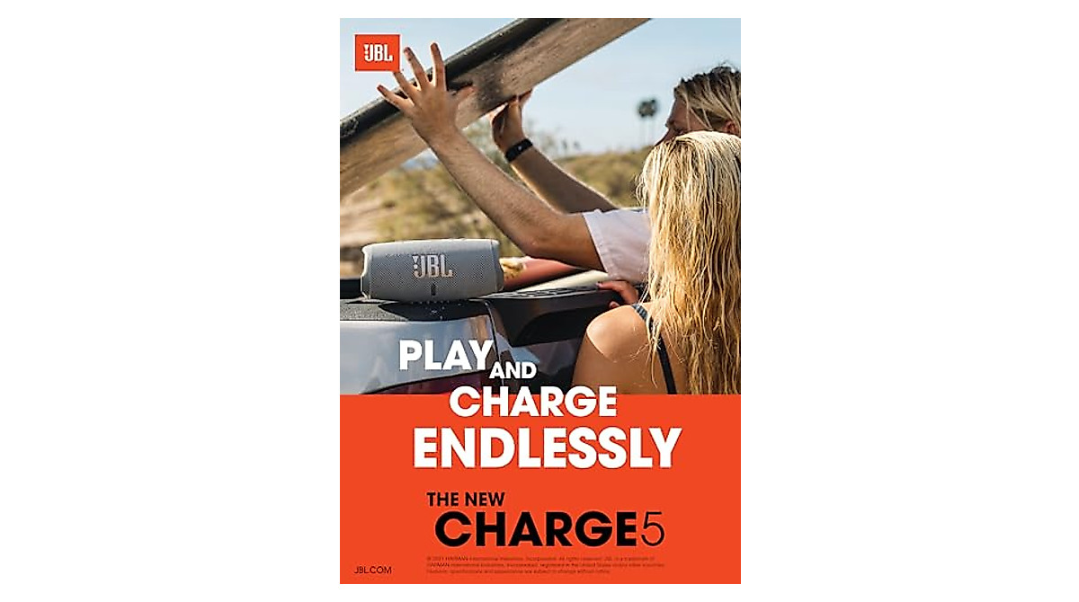 JBL Charge 5 Waterproof Bluetooth Speaker for Party and Outdoor Use