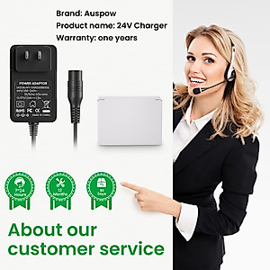 Auspow 24V Power Supply for Razor MX350, Dirt Quad, Pocket Mod, E200, E300, PR200, E100, E500, and Sports Mod, 3-Prong 24V 1.5A Adapter Power Cord Replacement for Part# W13112099014