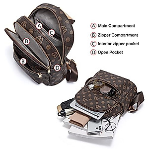 LAORENTOU Vegan Leather Fashion Backpack Purse for Women, Large Convertible Travel Work College Ladies Leather Shoulder Bag (02 Brown)