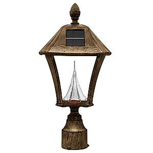 Gama Sonic GS-106FPW-WB Baytown Lamp, Outdoor Solar Light, Pole Pier & Wall Mount Kits, Warm & Bright White LED, Weathered Bronze