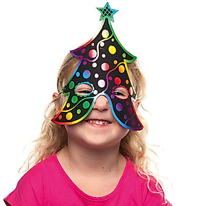 Baker Ross AX561 Christmas Scratch Art Masks for Dress Up Play - Pack of 8, Magic Scratch Art and Craft Kits for Kids Xmas Eve Activities