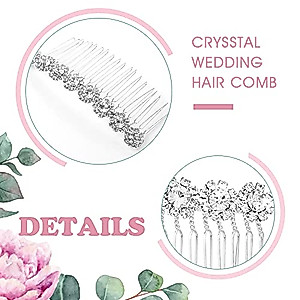 Lusofie Rhinestone Hair Accessories: 4Pcs Bridal Hair Pieces with Crystal Silver Combs, Side Clips for Wedding
