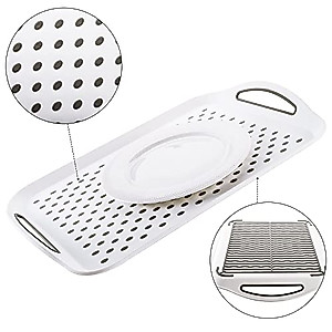 TOPZEA 2 Pack Non-Slip Food Serving Tray with Handle, Plastic Rectangular Restaurant Serving Tray Cafeteria Fast Food Breakfast Tray Coffee Table Tray for Eating on Bed, Couch, Car