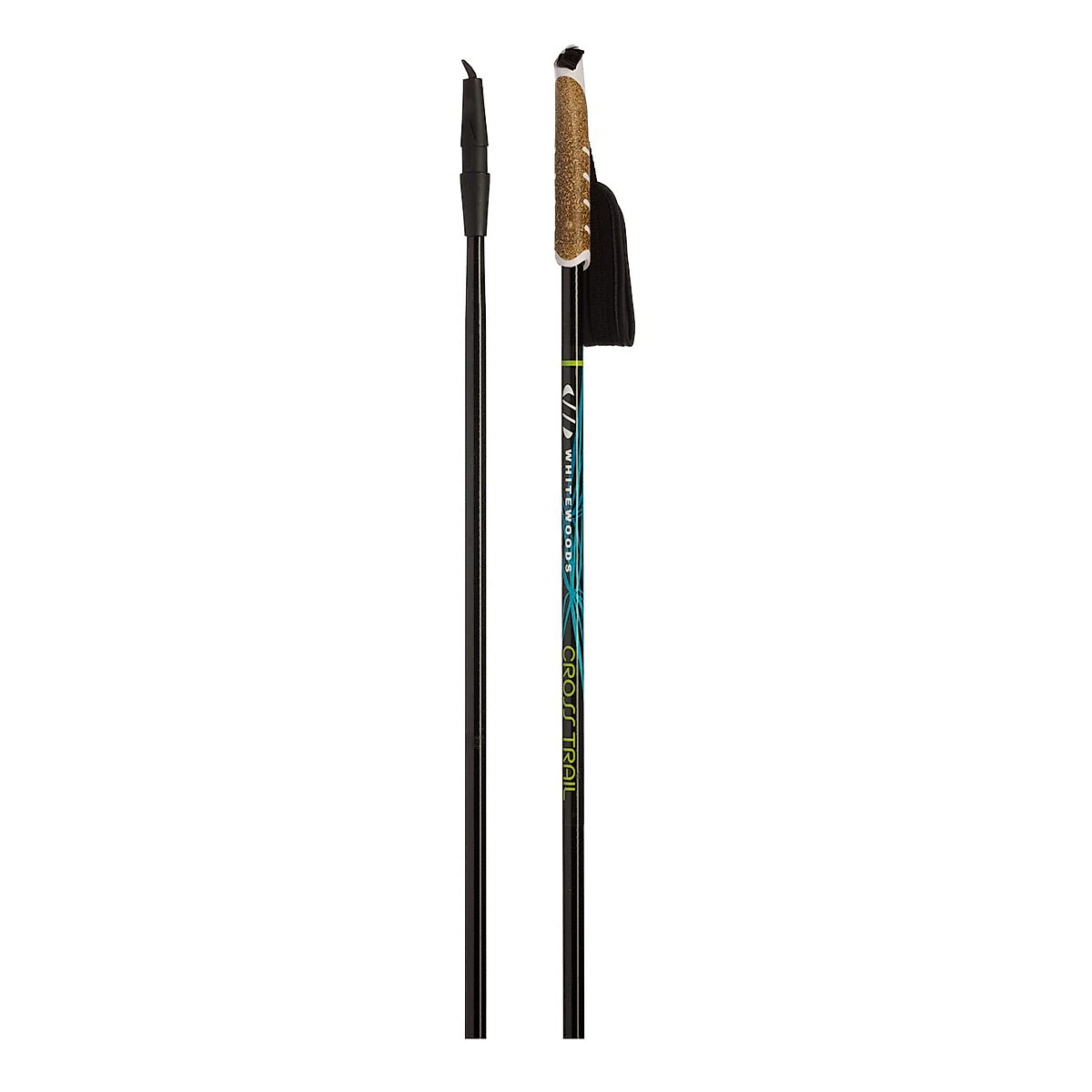 Whitewoods New Cross Trail Junior XC Cross Country Nordic Ski Poles 60-115cm (60cm),Black/Green