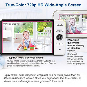 [Upgraded] VTech VM919HD Video Monitor with Battery Support 15-hr Video Streaming, 7" 720p HD Display,360 Panoramic Viewing, 110 Wide-Angle View,HD Night Vision,Up to 1000ft Range,Secured Transmission