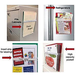 Charles Leonard Magnetic Pockets 26400, Holds up to 2.5 Pounds, 4-Pack, Assorted Colors, 4 Pack