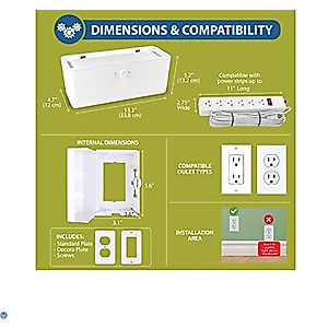 Power Strip Cover and Outlet Cover Box - Effectively Baby Proofs Power Strip and Electrical Outlet. with Patended Double Lock, Protects Small Hands & Fingers
