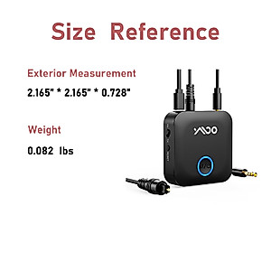 YMOO Optical Bluetooth 5.3 Transmitter Receiver for Speaker/TV/Bluetooth Headphones, 3.5mm Jack AUX Bluetooth Audio Adapter for Airplane, AptX Low Latency,130ft Range for Tablet/Smartphone,Dual Link