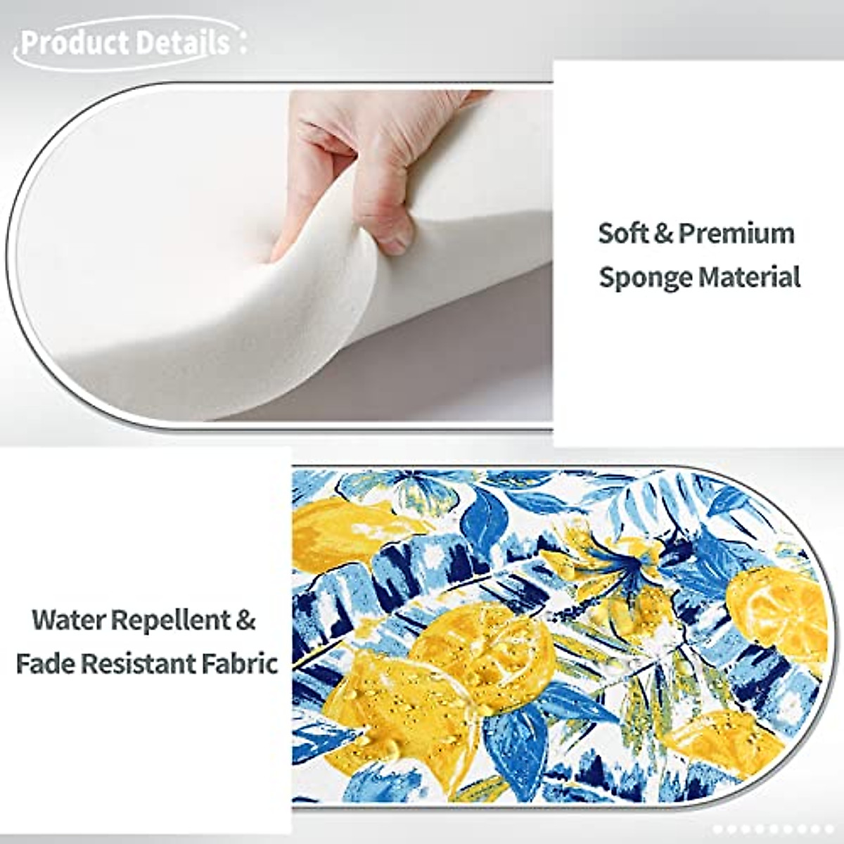 TWLEAR Indoor/Outdoor Chair Cushions 16x17 inch, Patio Chair Pads with Ties, All Weather Seat Cushions for Patio Funiture Home Garden Chair Use, Set of 2, Lemon Blossom Blue