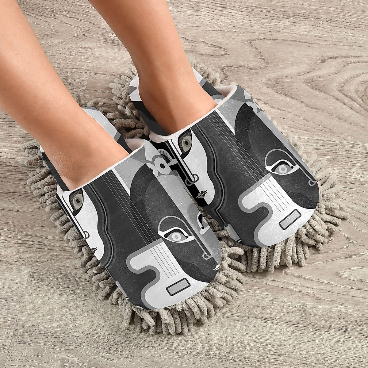 Musical Party Abstract Vector Mop Slippers Shoes Cover for Floor Cleaning Washable Dirty Hair Dust Cleaners Microfiber Mop Socks for House Kitchen Office