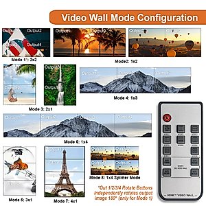 J-Tech Digital 4K60Hz 2x2 Video Wall Controller Processor 4k60Hz in, 1080P60hz out w/ Image Rotation, 8 Display Modes. HDCP 1.4 [JTECH-VW05]