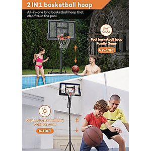 Aimking Portable Basketball Hoop Outdoor System with 44 Inch Shatterproof Backboard, 4.8-10 Feet Height Adjustable Basketball Goal System for Youth/Teens/Adults Indoor Outdoor