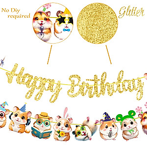 Hamster Birthday Banners Hamster Birthday Decorations 3Pcs Guinea Pig Birthday Party Supplies Guinea Pig Birthday Party Banners for Hamster Theme Baby Shower Supplies