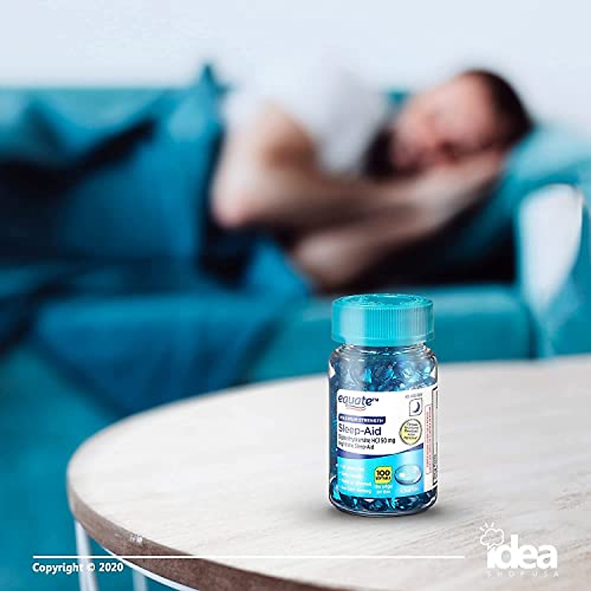 Equate Maximum Strength Sleep-Aid Softgels 50mg, 100 Ct Bundle with Exclusive "Have a Great Sleep" - Better Idea Guide (2 Items)