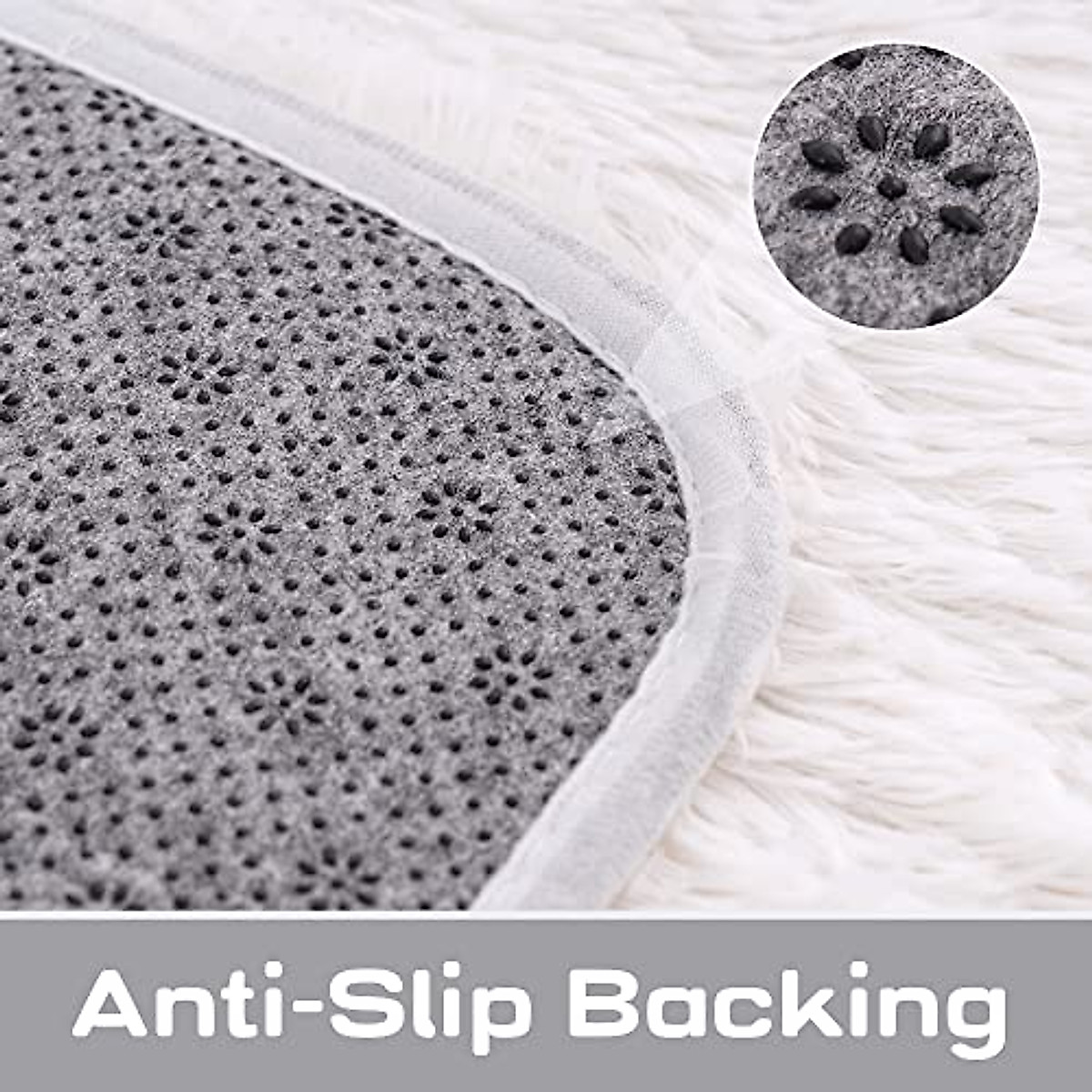 ROSMARUS Fluffy Rug for Bedroom 3'X5' Fuzzy Rug for Girls Boys Kids Nursery Teens Room Room Shaggy Rug for Dorm Shag Carpet Room Decor, White