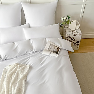 Amolavet White Duvet Cover King Size Ultra Soft & Durable Brushed Microfiber King Duvet Cover 3 Pieces Set 1 Duvet Cover 104x90 Inches with Zipper Closure & Corner Ties and 2 Pillow Shams