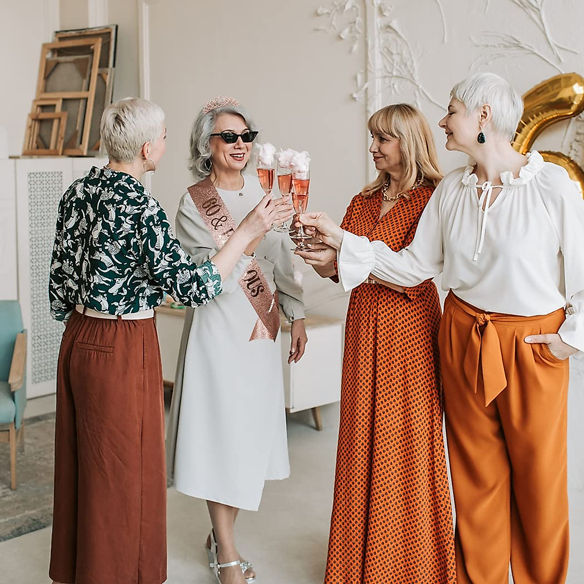 Vovii 60th Birthday Sash and Tiara, Rose Gold Tiara, 60th Birthday Gifts for Women, 60th Birthday Decorations for Women, Happy 60th Birthday Decorations